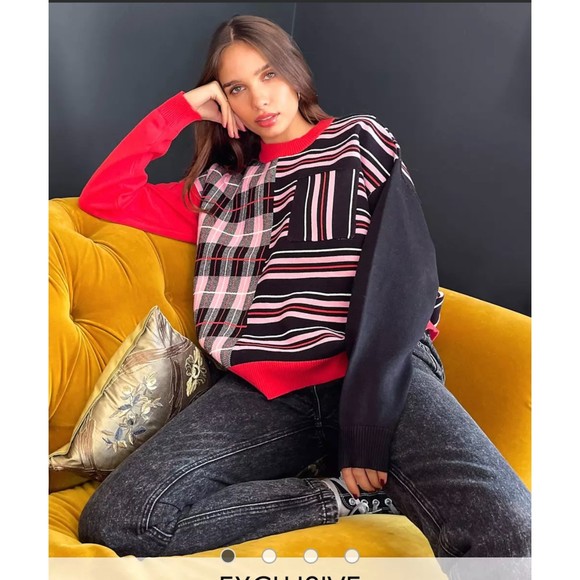 ASOS | Sweaters | Nwt Label Rail X Hana Cross Patchwork Plaid Oversized ...